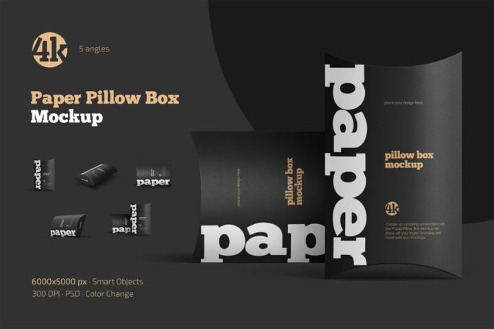 纸枕头盒模型套装样机 (PSD) – 蜜芽设计 – 优质平面设计资源素材免费下载
