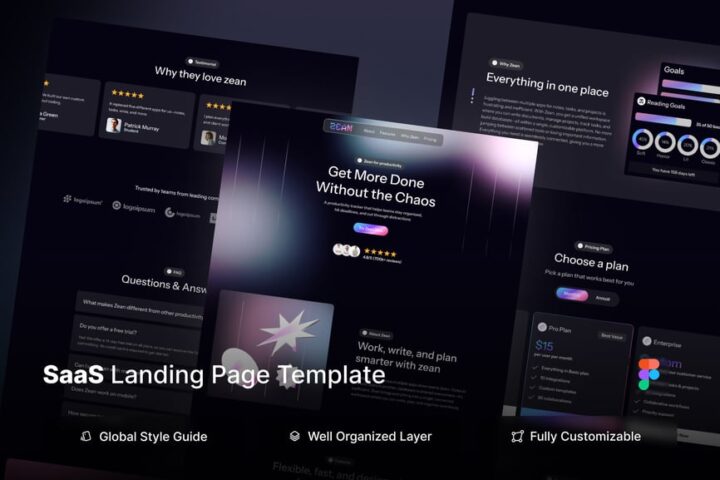 SaaS 深色未来主义着陆页 (FIG) – 蜜芽设计 – 优质平面设计资源素材免费下载