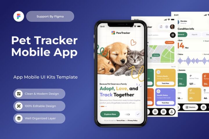 PawTrack – 宠物追踪器移动应用 – 蜜芽设计 – 优质平面设计资源素材免费下载
